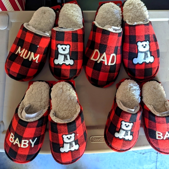 Shoes | Buffalo Plaid Slippers For Dad And Kids | Poshmark